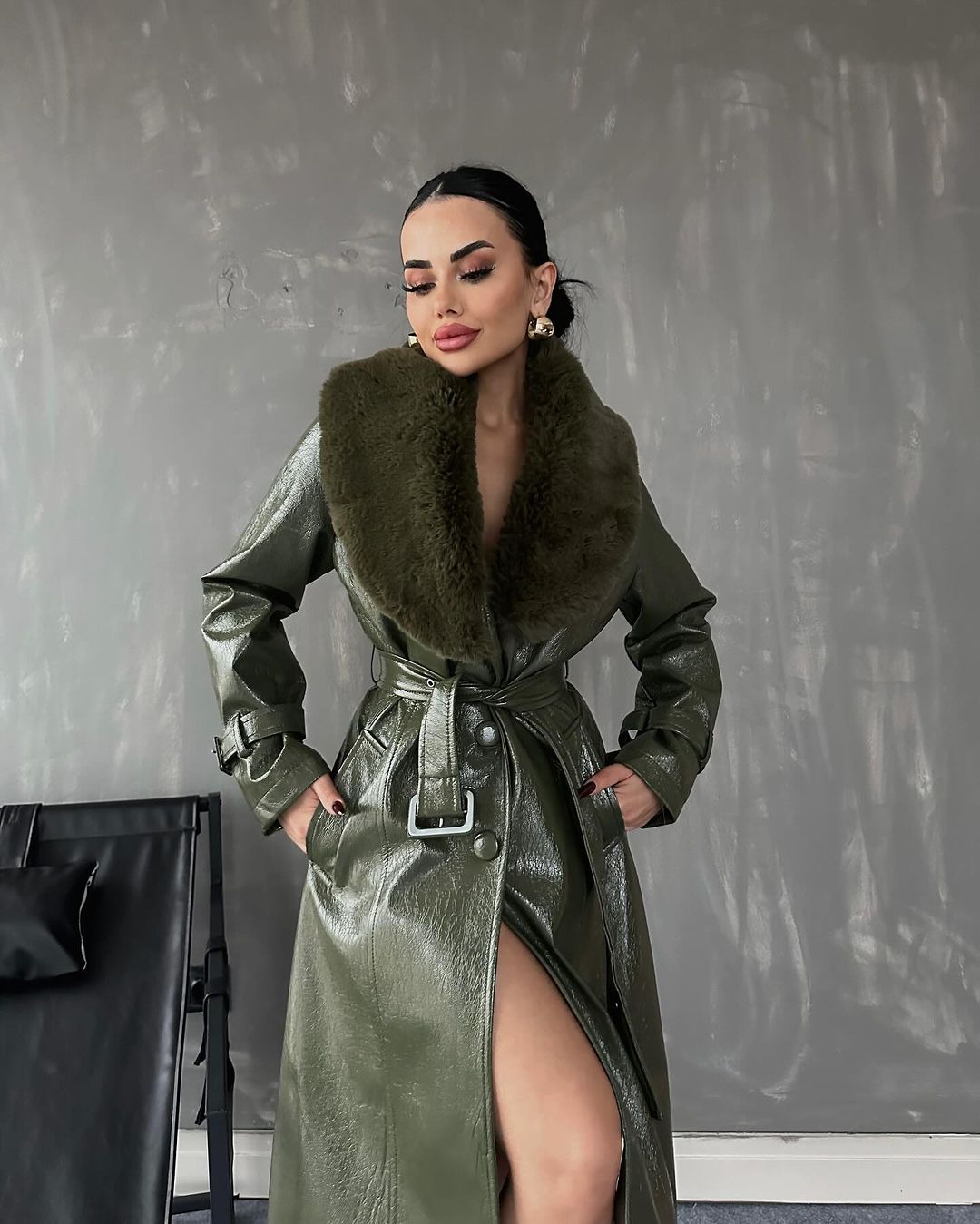 Manteau Cuir Et Fourrure Femme